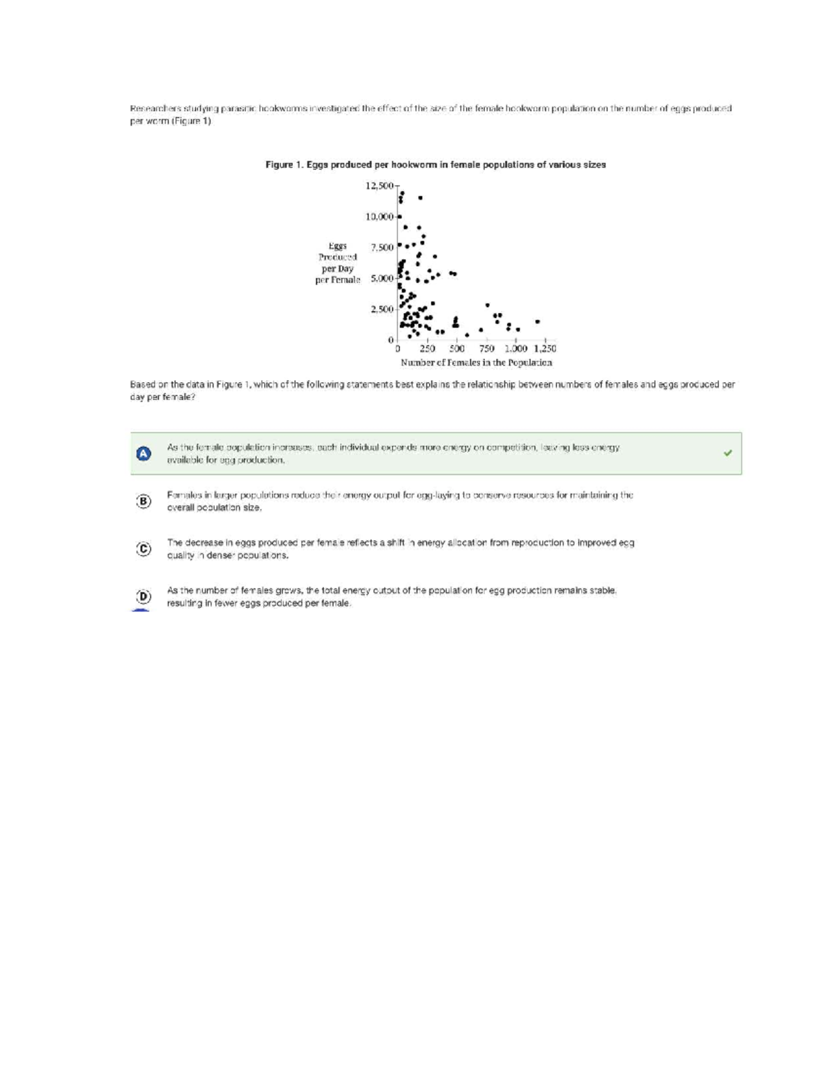 Unit 8 MCQ: Impact of Female Hookworm Population on Egg Production ...