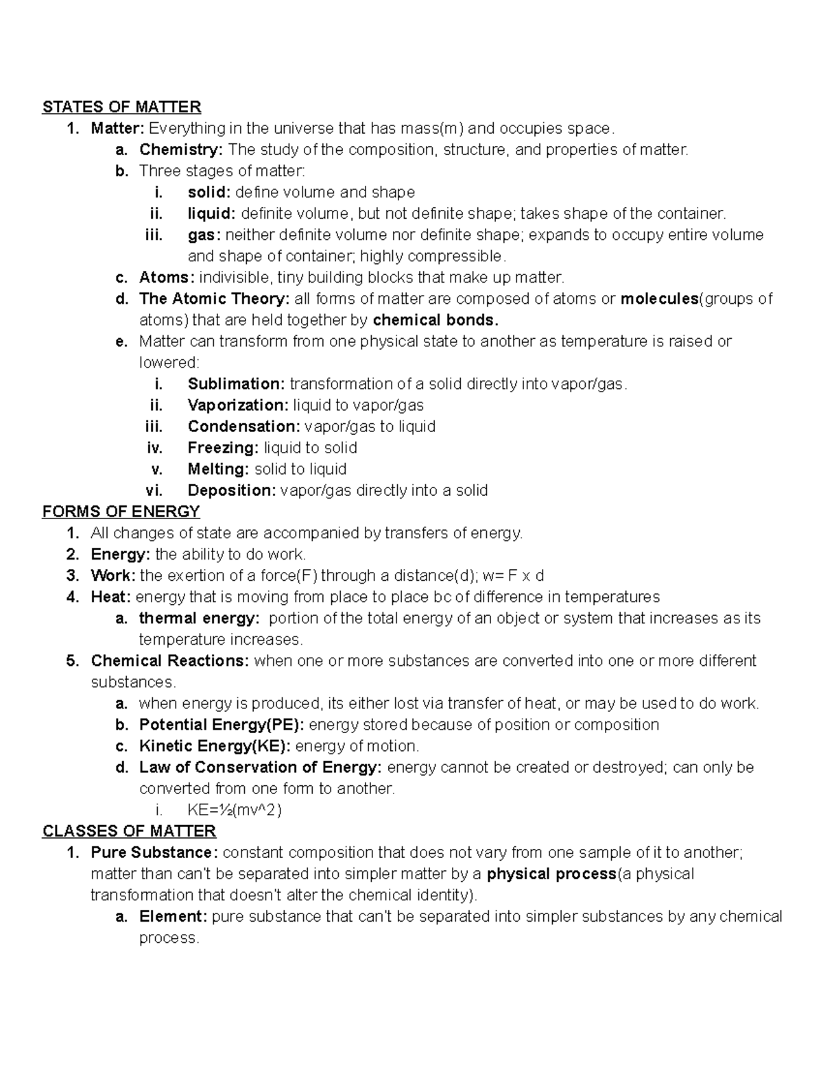 Lecture notes, lecture 1 - Matter and energy - STATES OF MATTER 1 ...