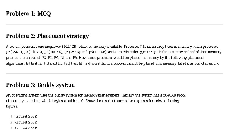 Final Exam: Memory Management & File Organization (CS 2014) - Studocu