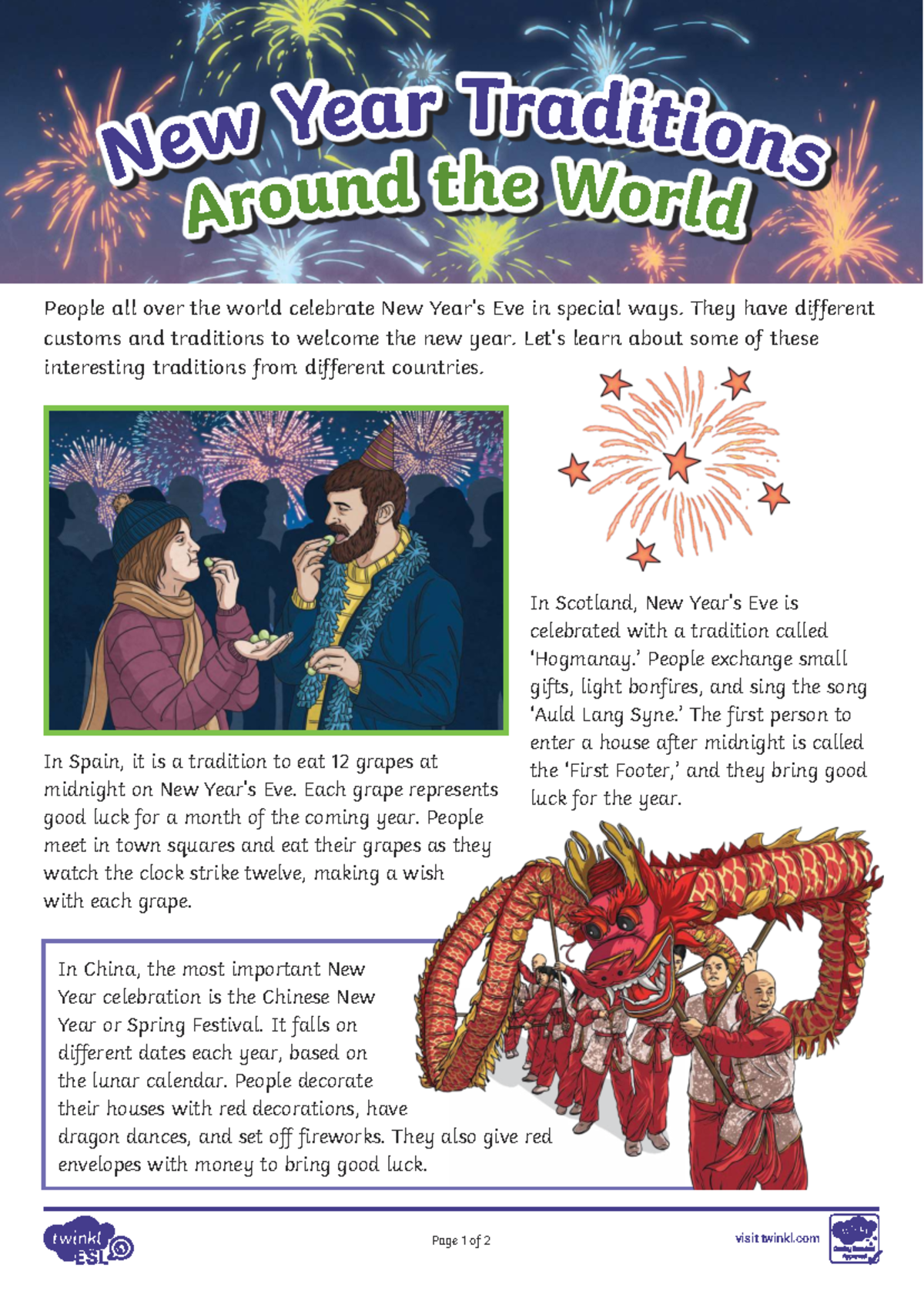 New Year Traditions Worksheet 2026: Global Celebrations - Studocu