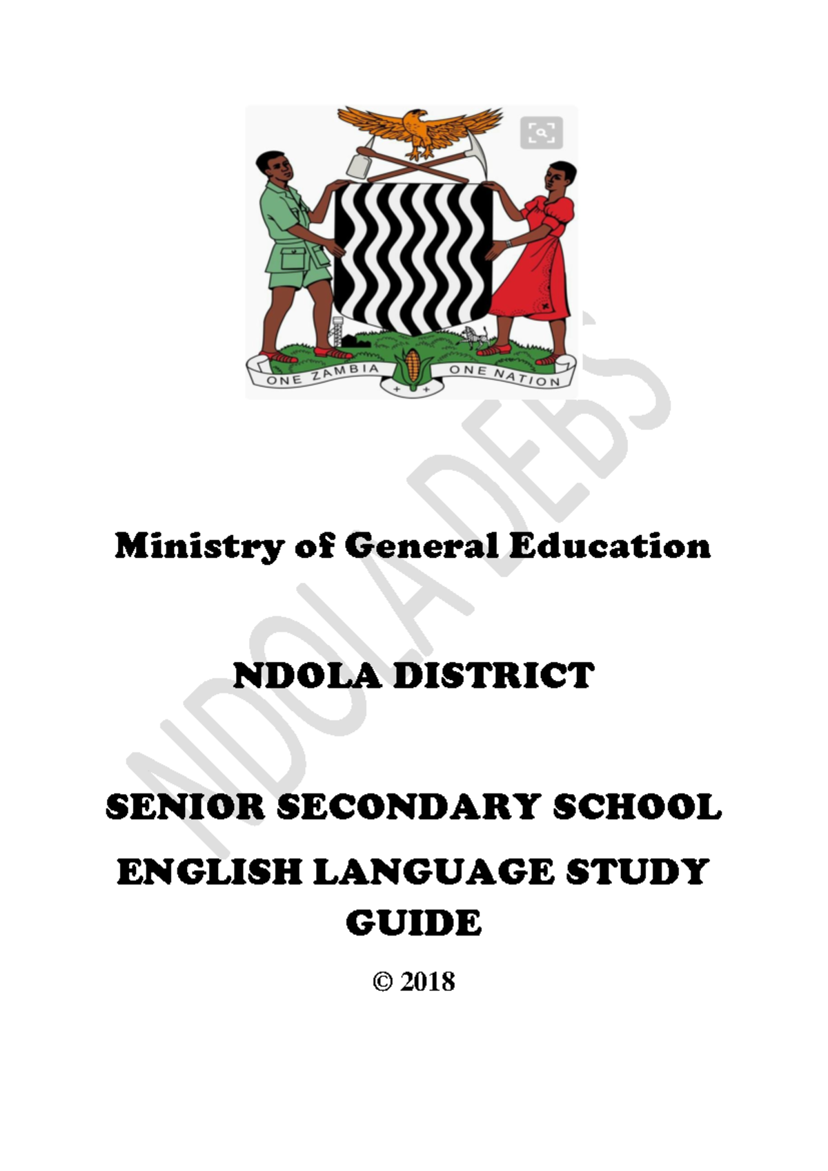 2018 NDOLA DISTRICT ENGLISH LANGUAGE STUDY KIT - Studocu