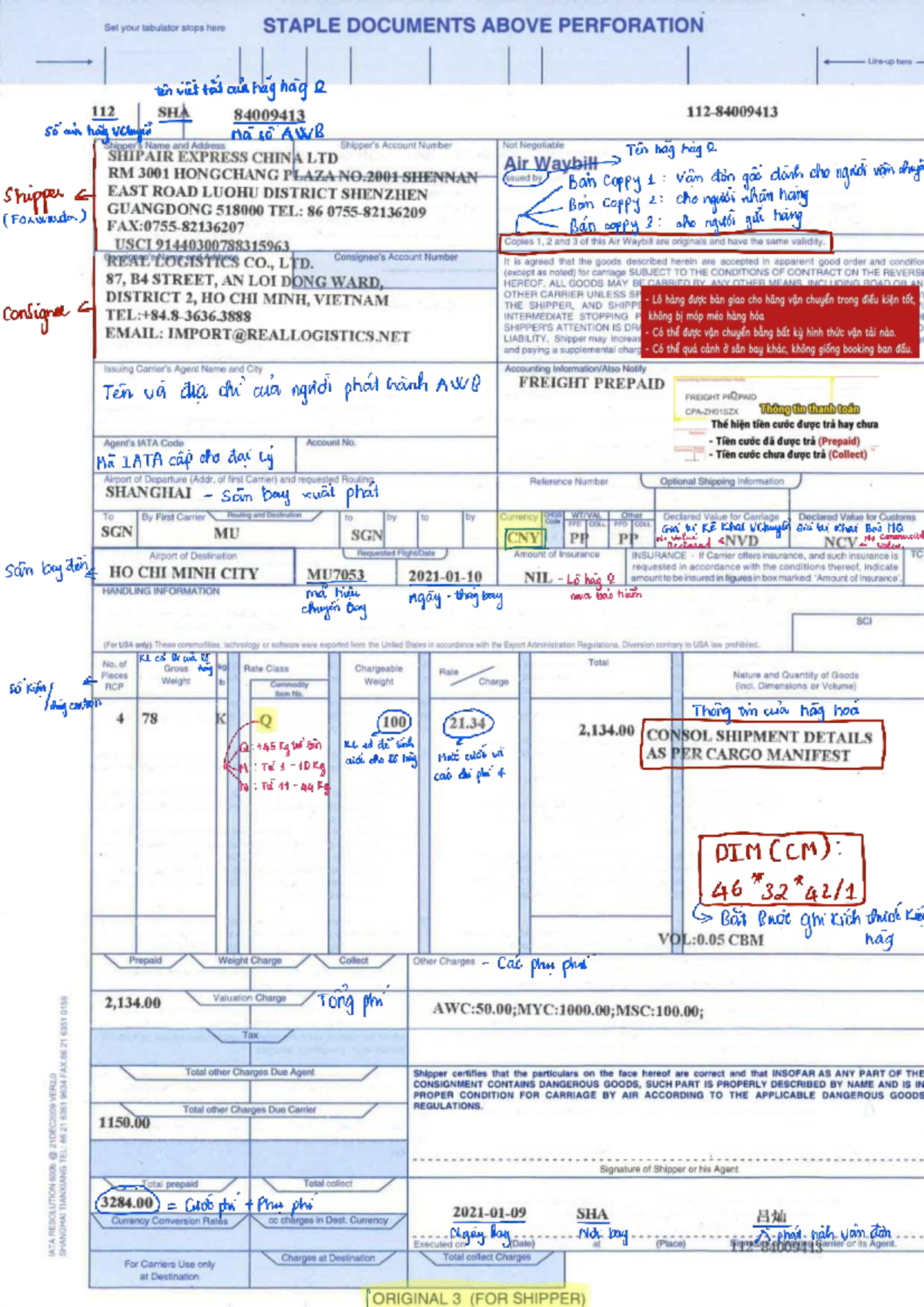 MAWB Documentation for Shipment - Air Waybill Details - Studocu