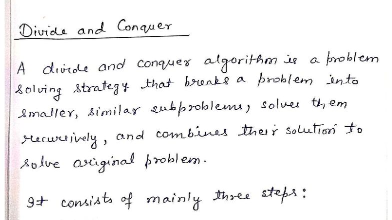 DAA UNIT 3 SG - Divide and Conquer Algorithms Explained - Studocu