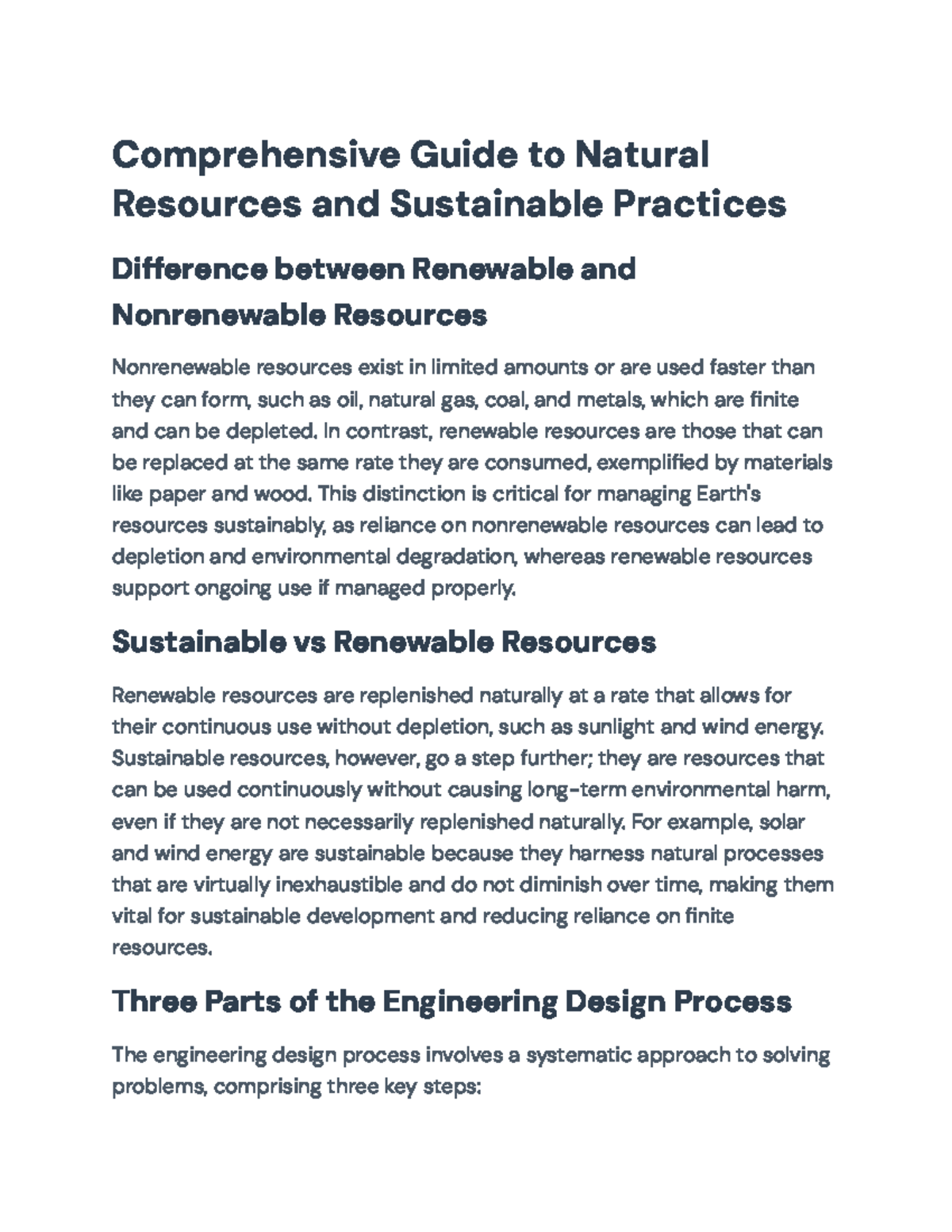 Comprehensive Overview of Natural Resources & Sustainable Practices ...