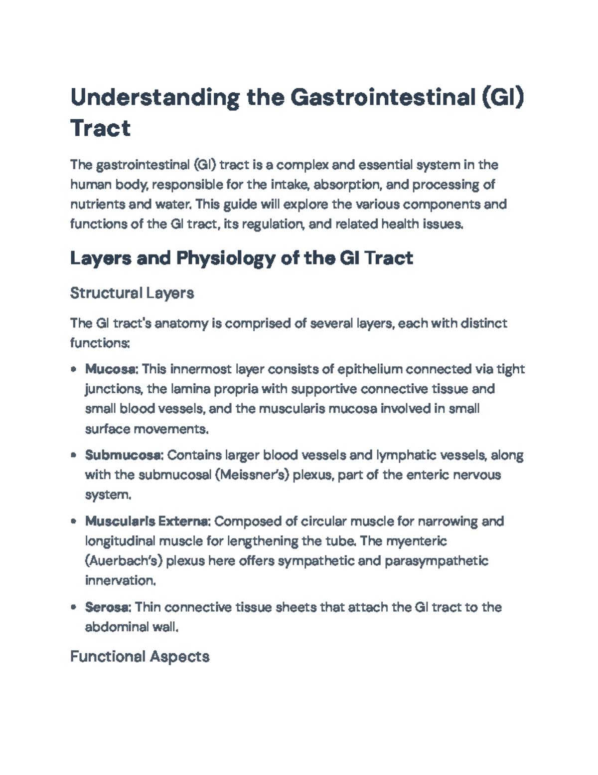Understanding the Gastrointestinal Tract: Structure and Function ...