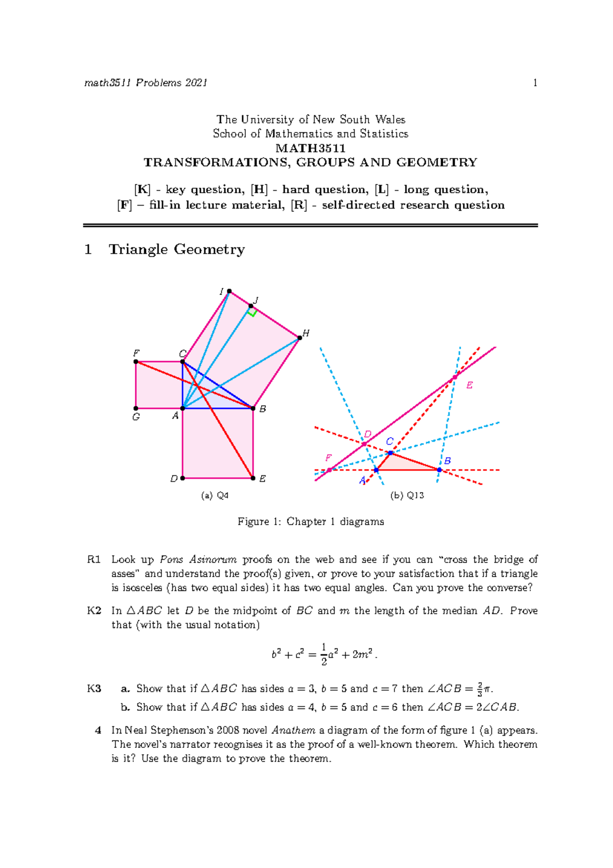 MATH3511 Problem Set: Transformations, Groups, and Geometry - Studocu