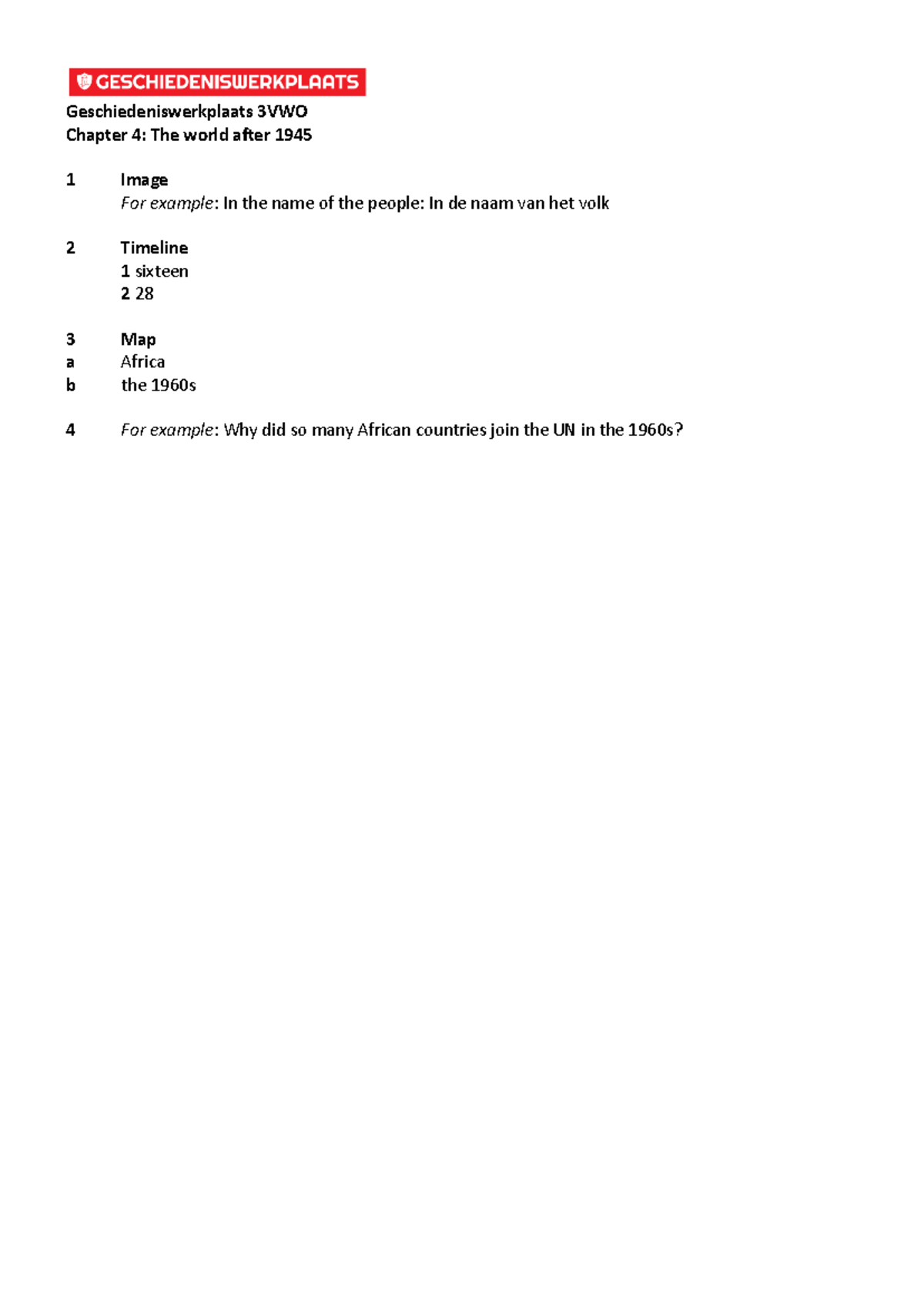 GWP3 3TTO Chapter 4 Answers: Post-1945 World Overview - Studeersnel