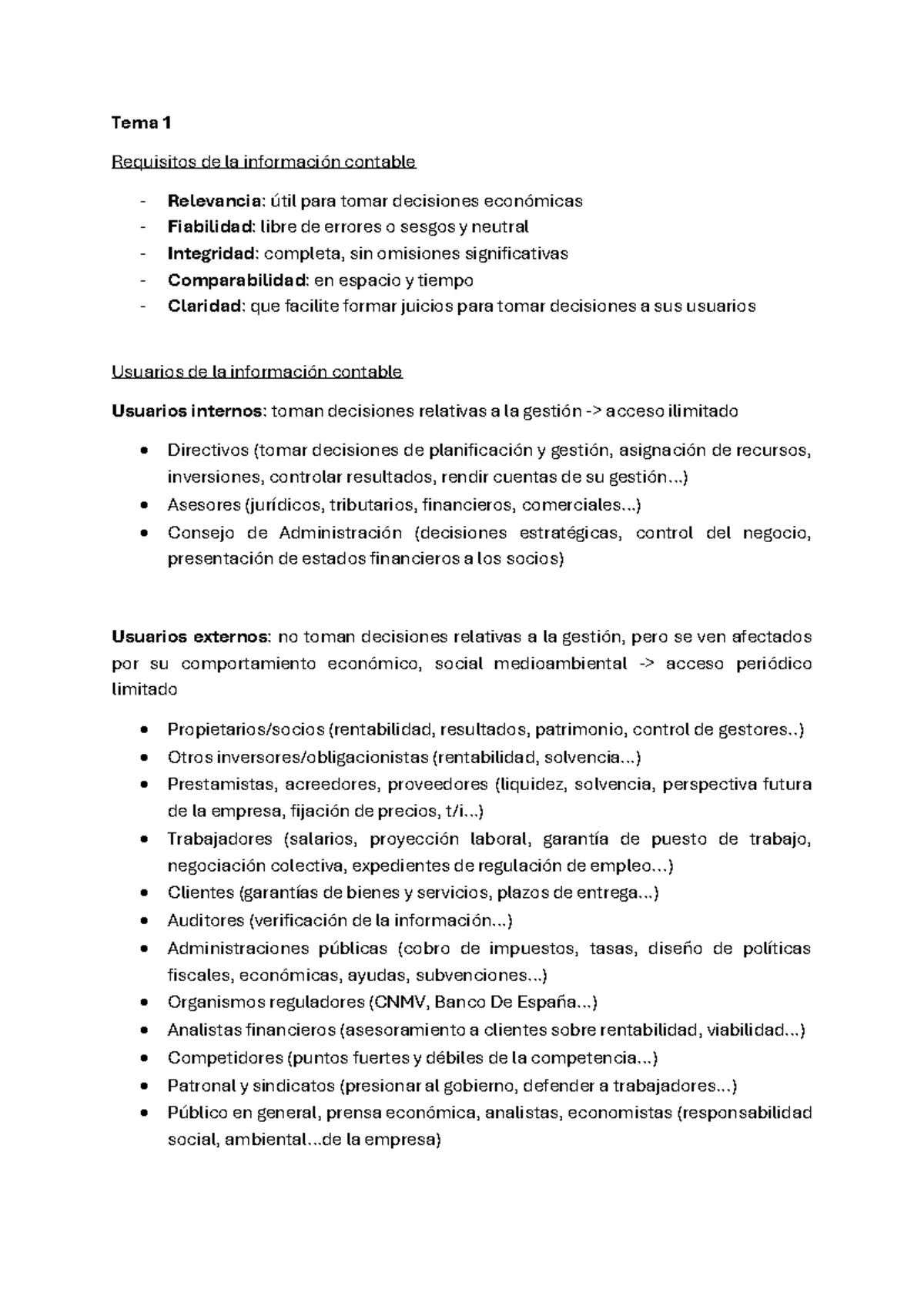Apuntes de Contabilidad Int. - Tema 1 a 7: Requisitos y Principios ...