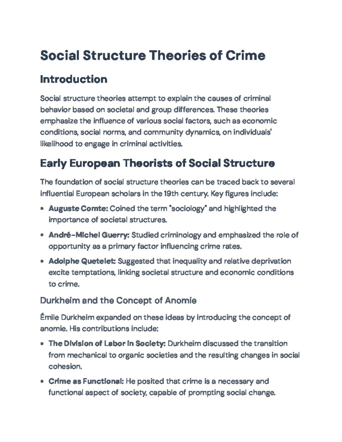 Social Structure Theories of Crime: Insights and Implications - Social ...