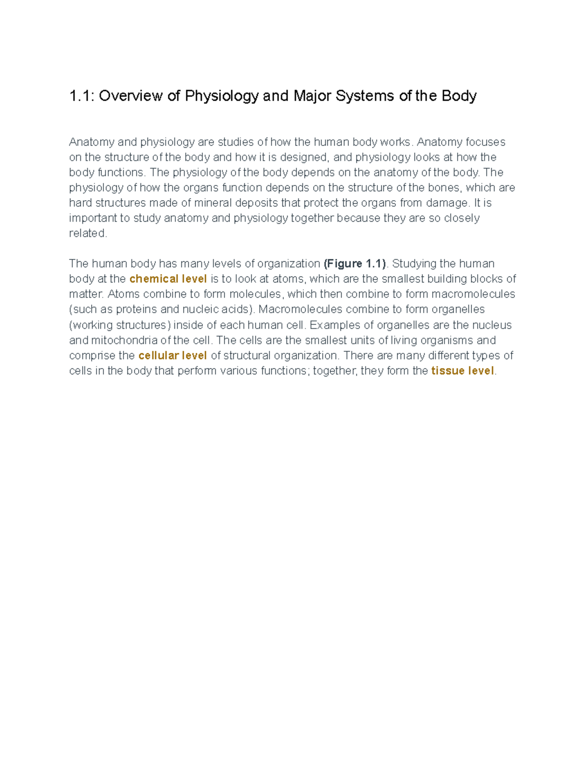 A&P 1 - Study Notes on Module 1: Overview of Body Systems - Studocu