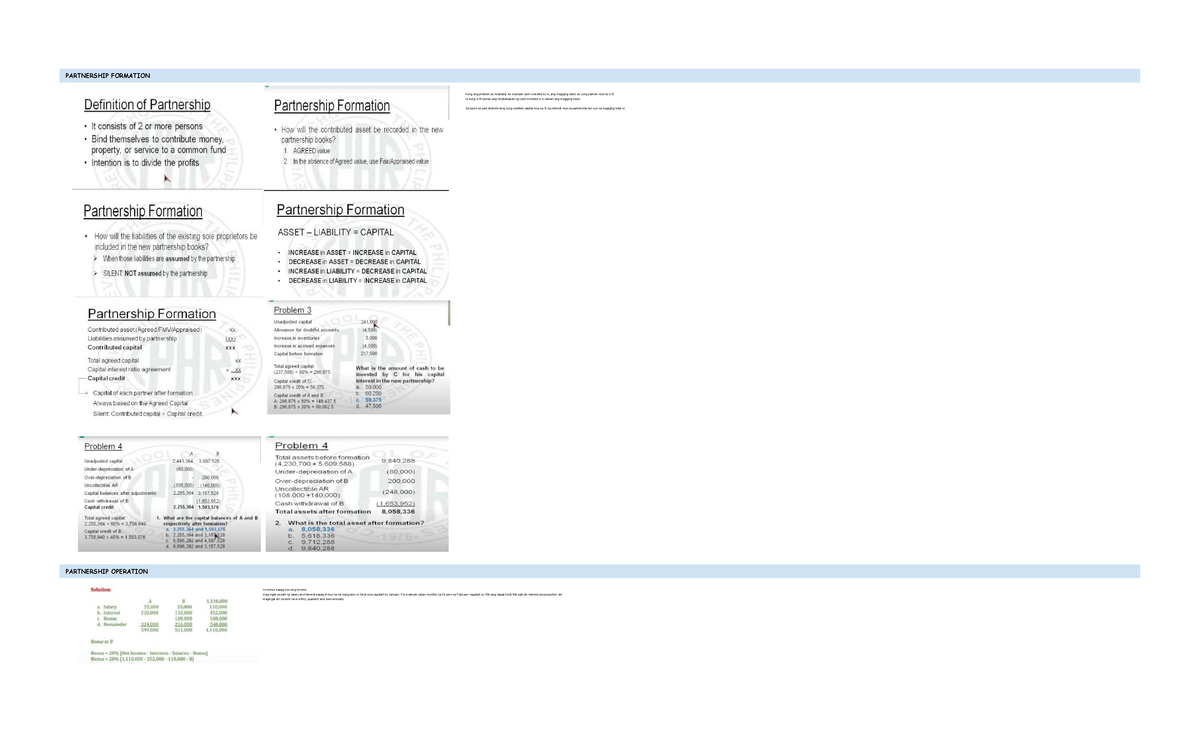 AFAR - Partnership Formation, Operation, and Dissolution Notes - Studocu