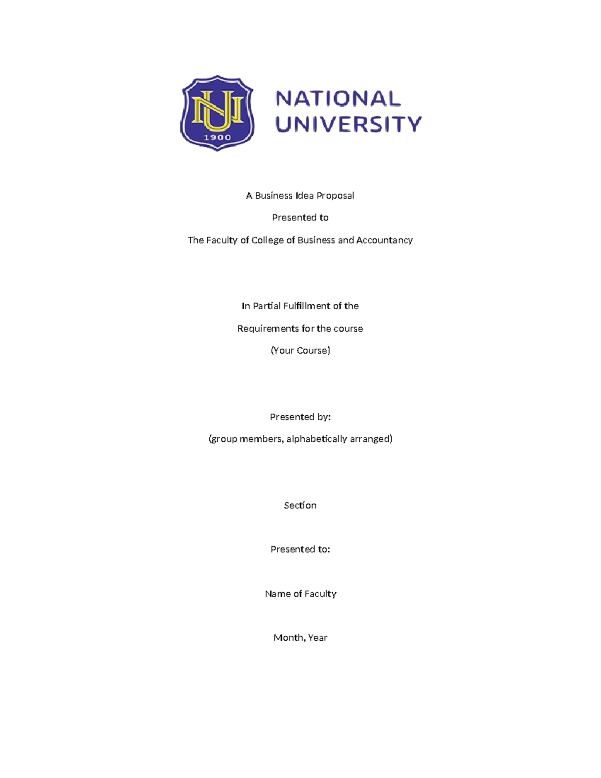 Entrep 101: Business Idea Proposal Paper Template & Guidelines - Studocu