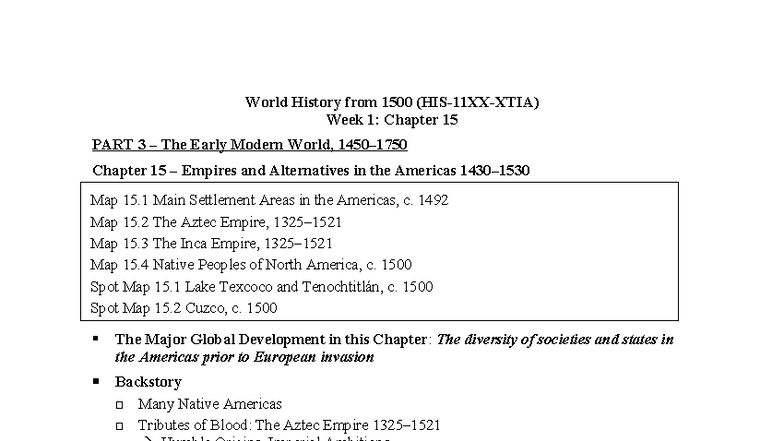 World History 1500: Week 1-2 Notes on Empires & Expansion - Studocu