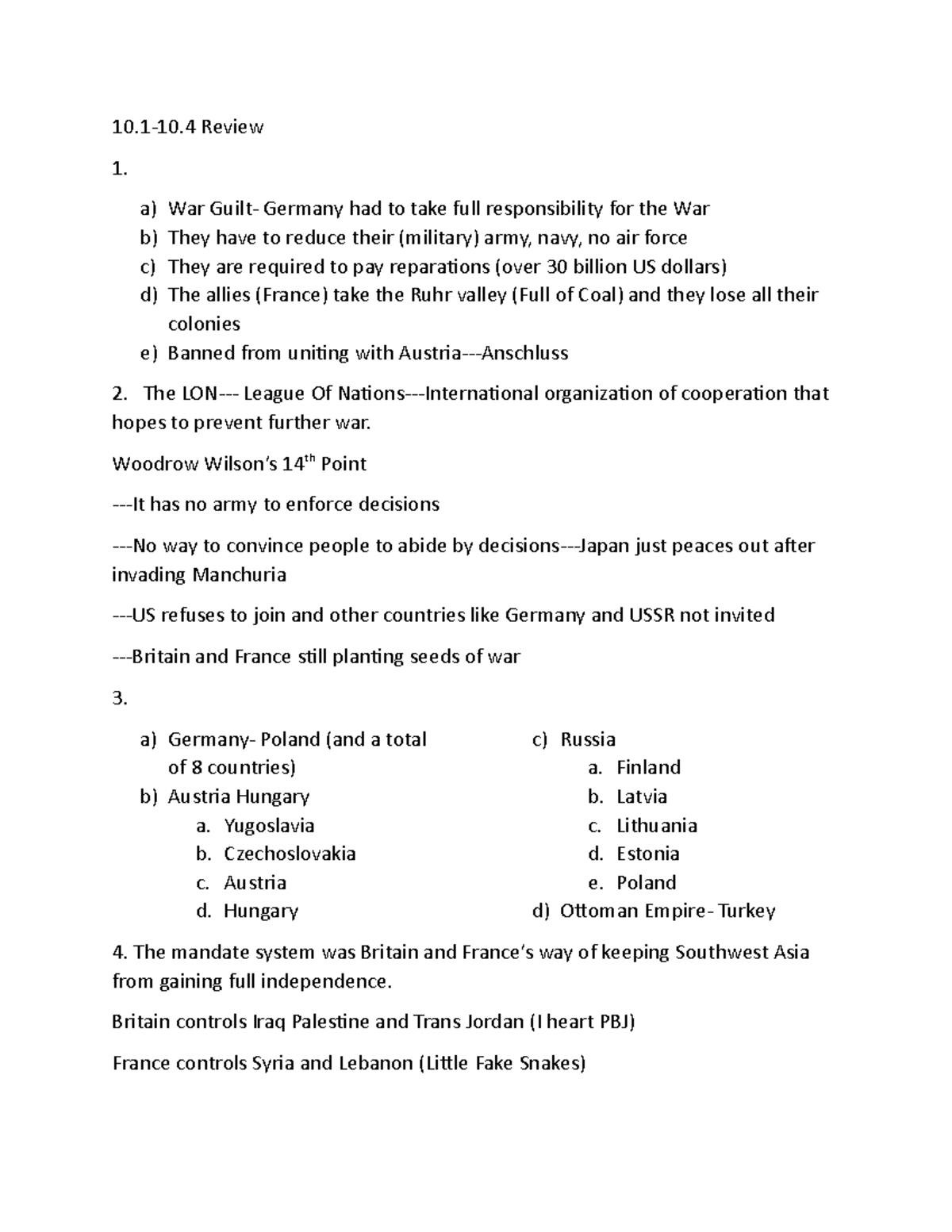 Interwar Period Review Notes: Key Events & Impacts Analysis - Studocu