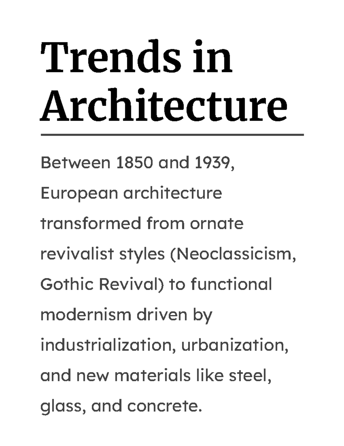 Trends in European Architecture 1850-1939: A Study of Modernism - Studocu