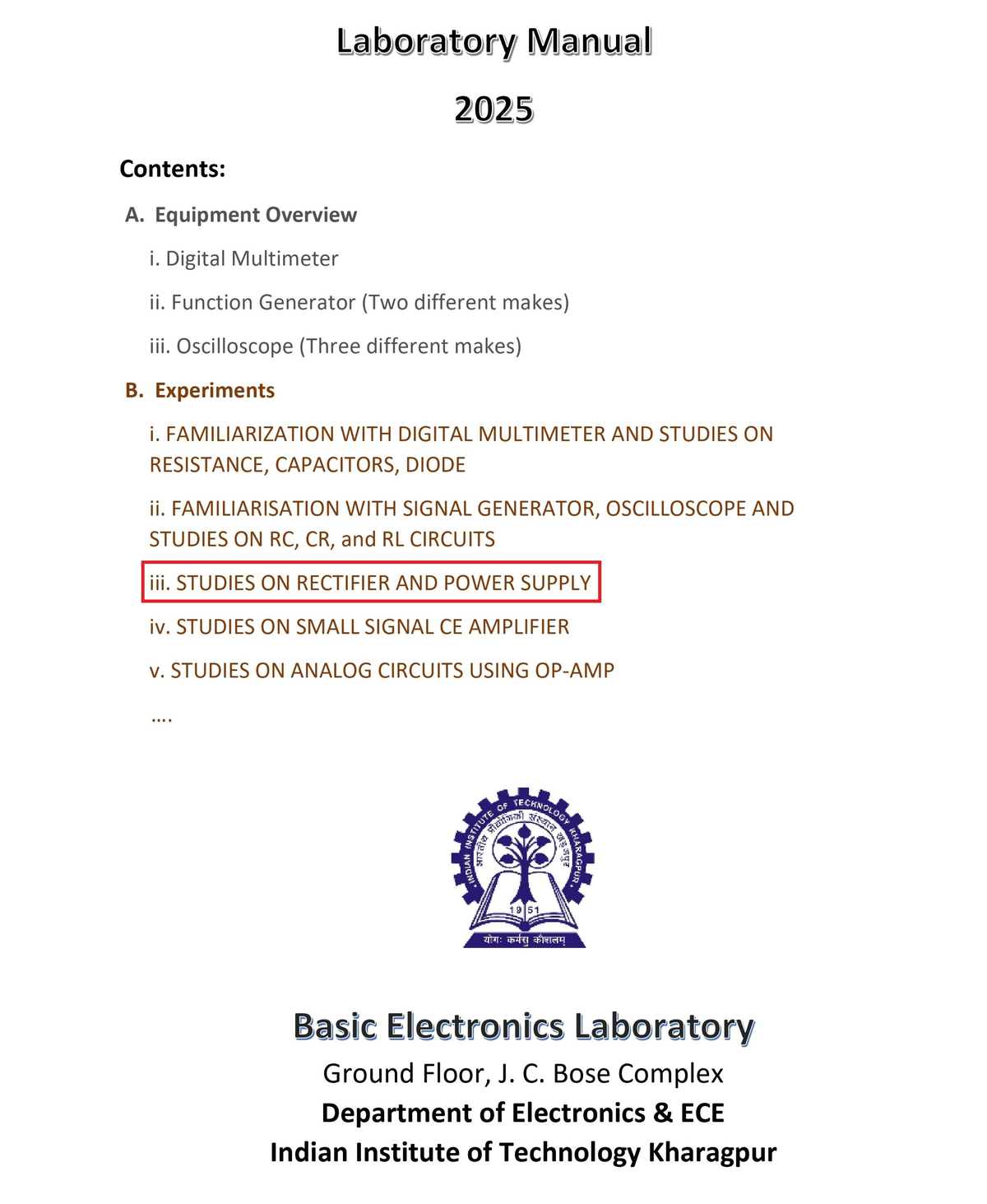 BASIC ELECTRONICS LAB ECE 2025: Experiment 3 - Rectifier & Power Supply - Studocu