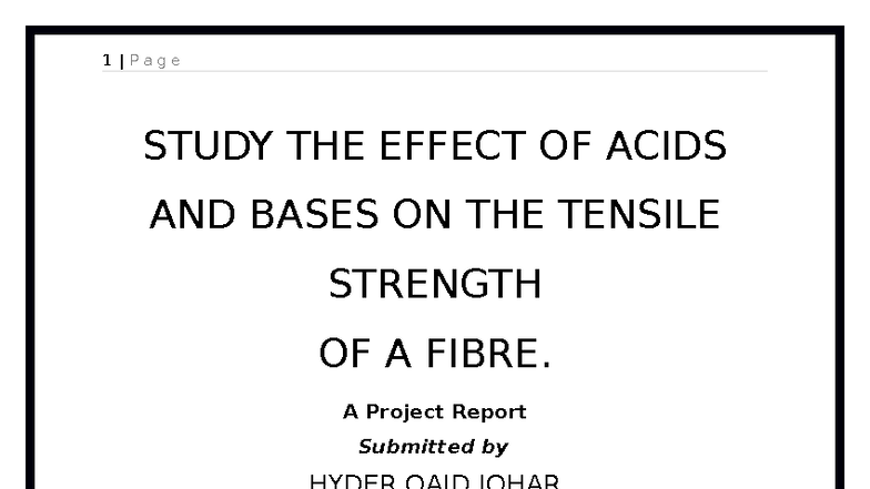 CBSE Grade XI Chemistry Project: Effects of Acids & Bases on Fiber ...