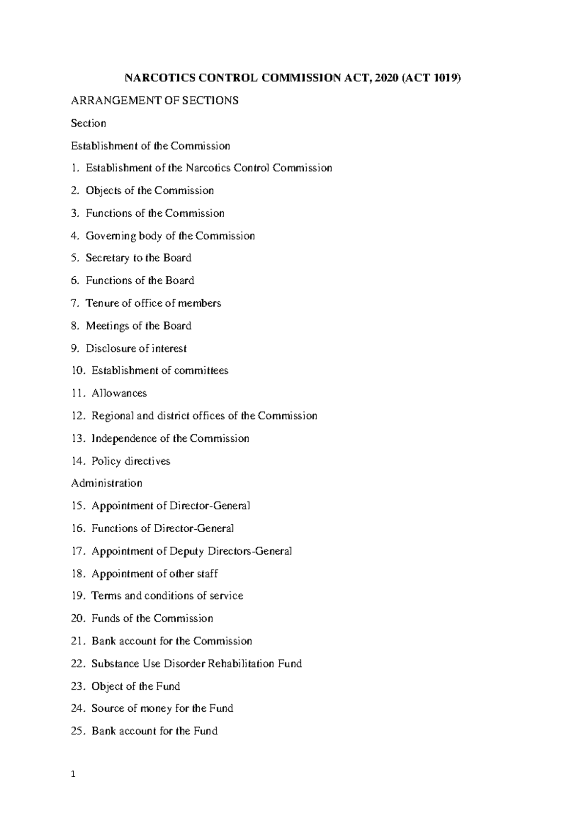 Narcotics Control Commission ACT 2020 (ACT 1019): Comprehensive ...
