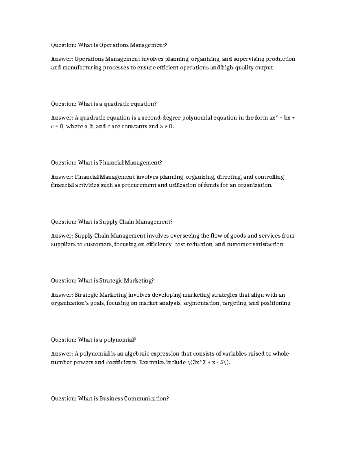 Contraposed artize undergoing - Question: What is Operations Management ...