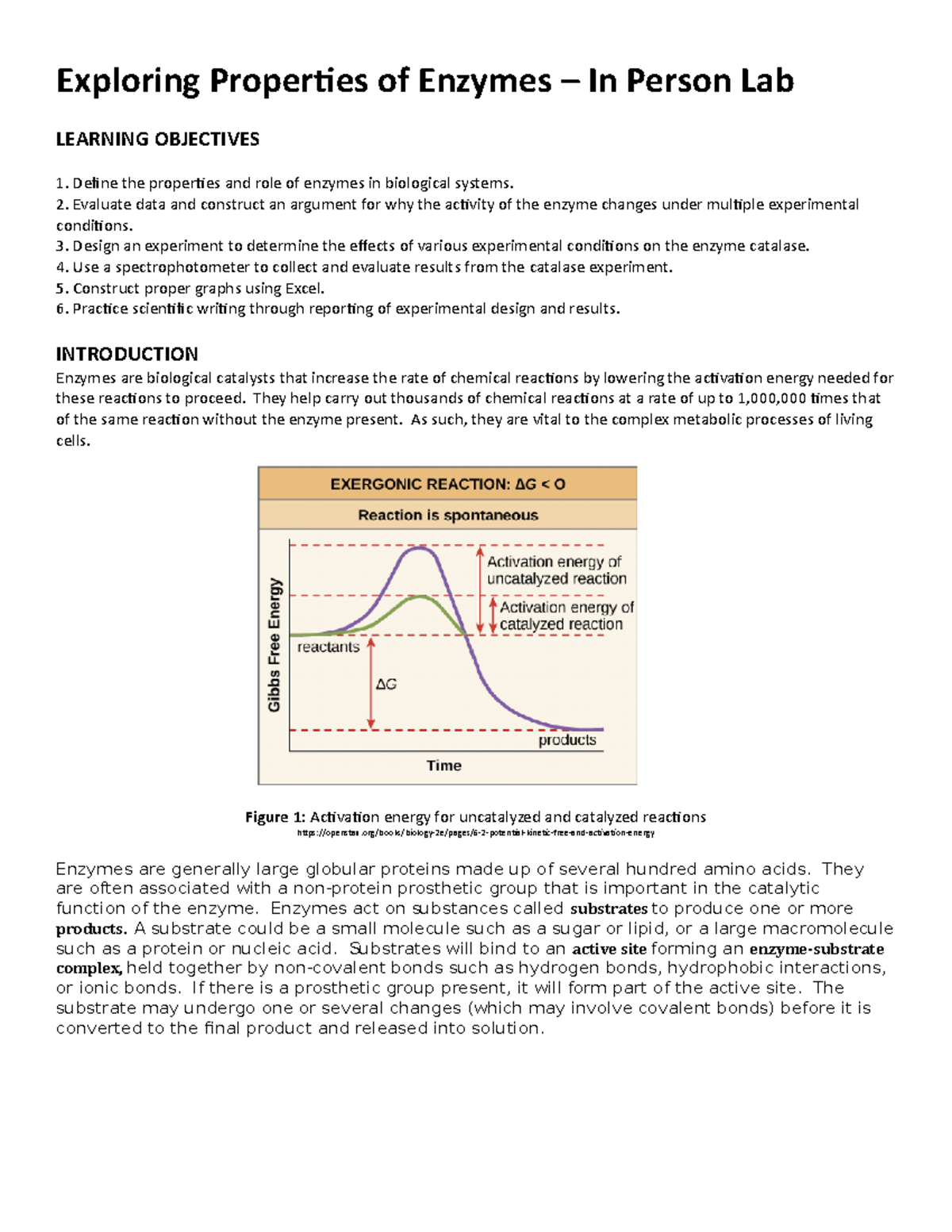 Cells and Enzymes Weeks 2 3 Handout In Person Final 22B - Exploring ...