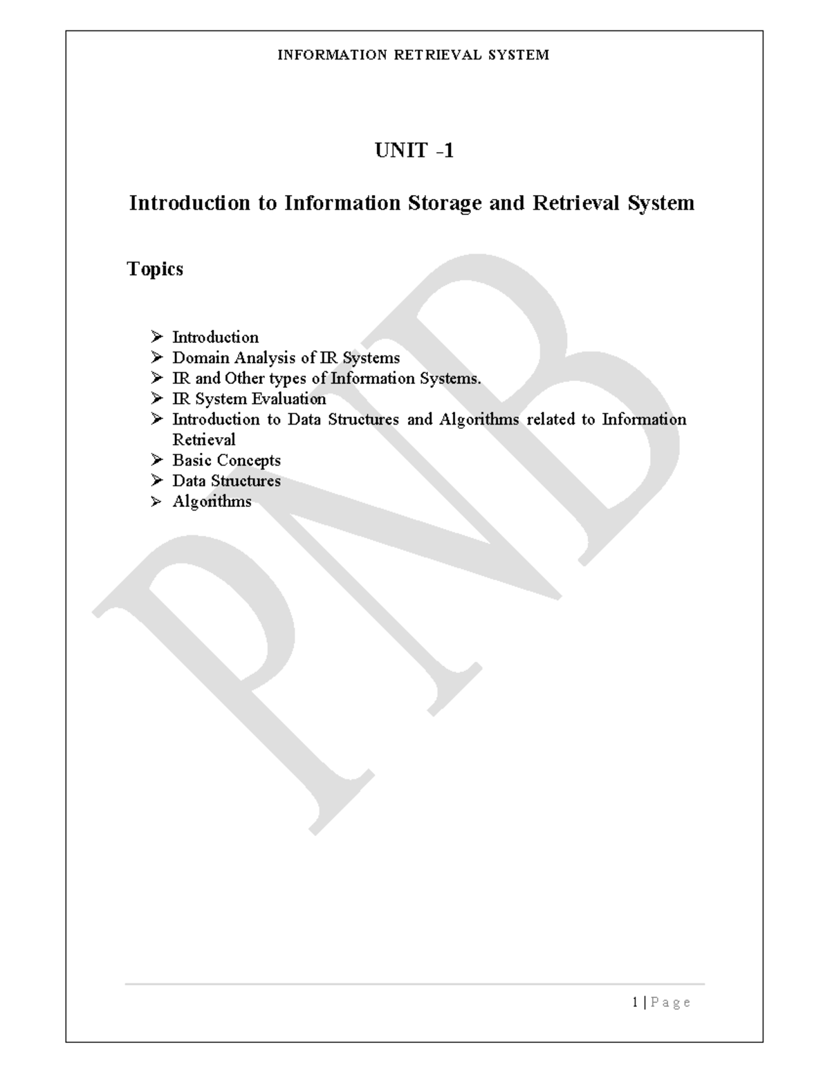 INFORMATION RETRIEVAL SYSTEM UNIT: Overview and Key Concepts - Studocu