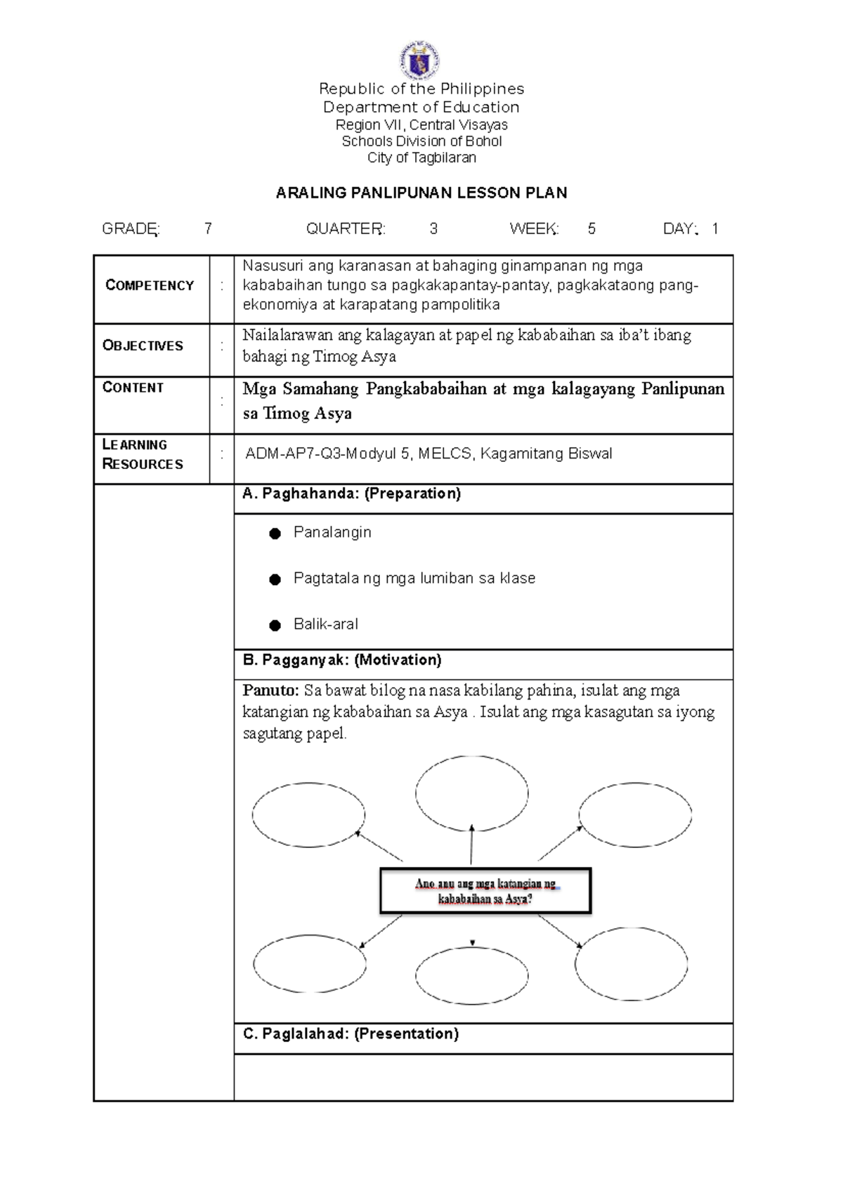 AP7 PLP Q3 WK5 DAY1-3 - Lesson Plan - Republic of the Philippines ...