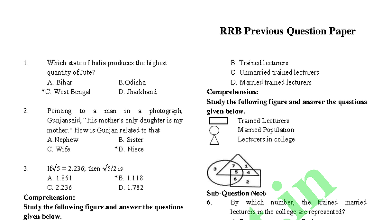 RRB NTPC Previous Question Paper 1 - Comprehensive Analysis - Studocu