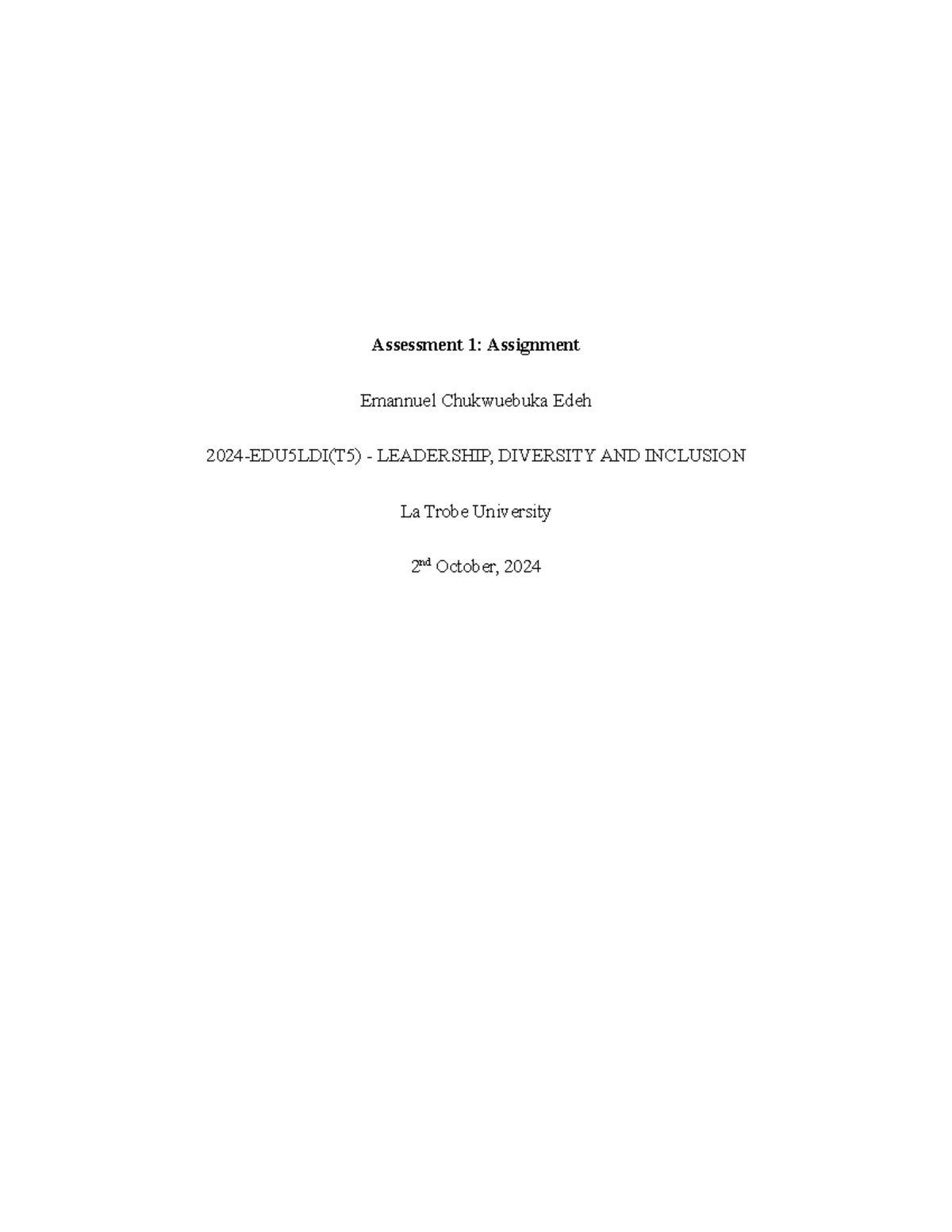 LEAD 101: Assessment 1 - Leadership, Diversity & Inclusion Insights ...