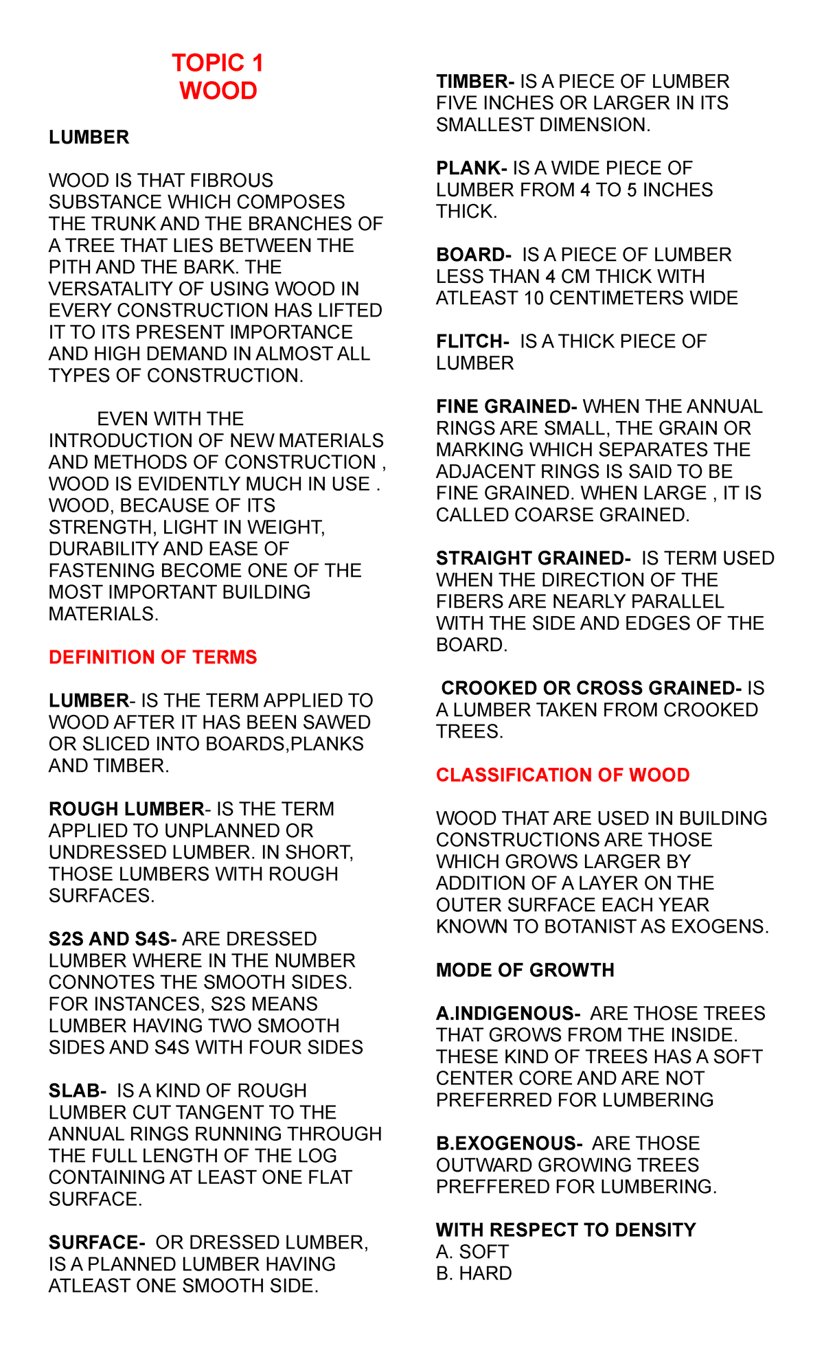 Building Technology 1: Wood, Concrete & Masonry Study Notes - Studocu