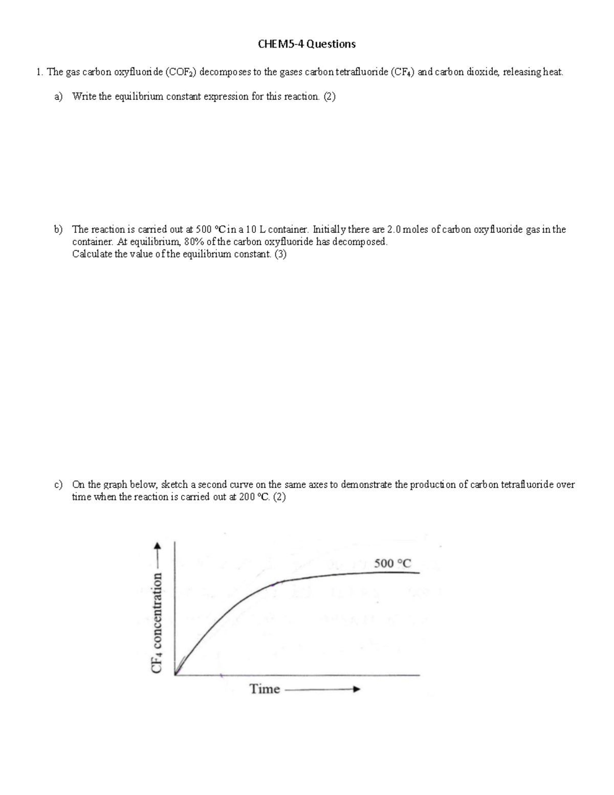 Keq Calculations and Equilibrium Questions - Chem 101 - Studocu