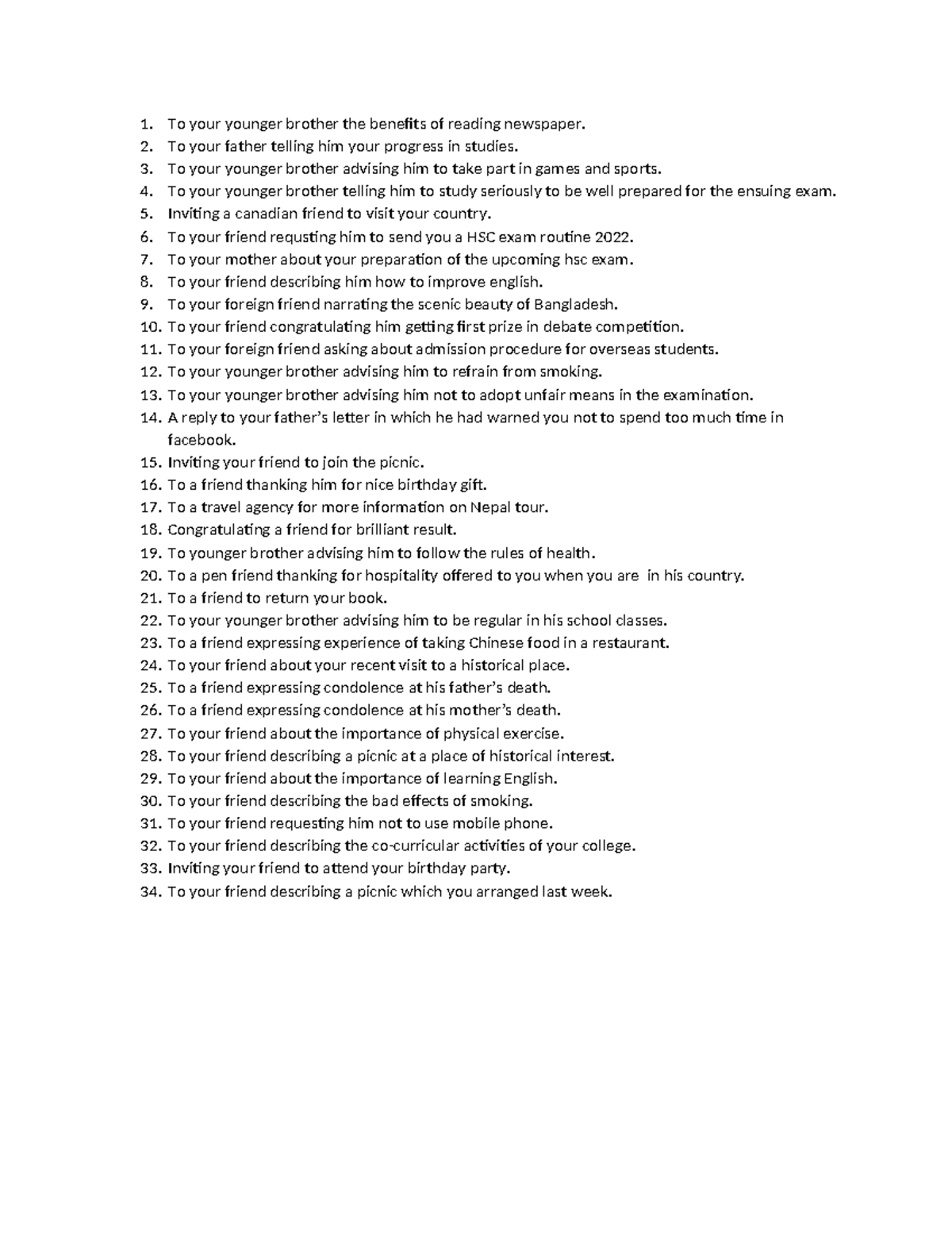 HSC 2022 Informal Letter Suggestions and Writing Ideas - Studocu