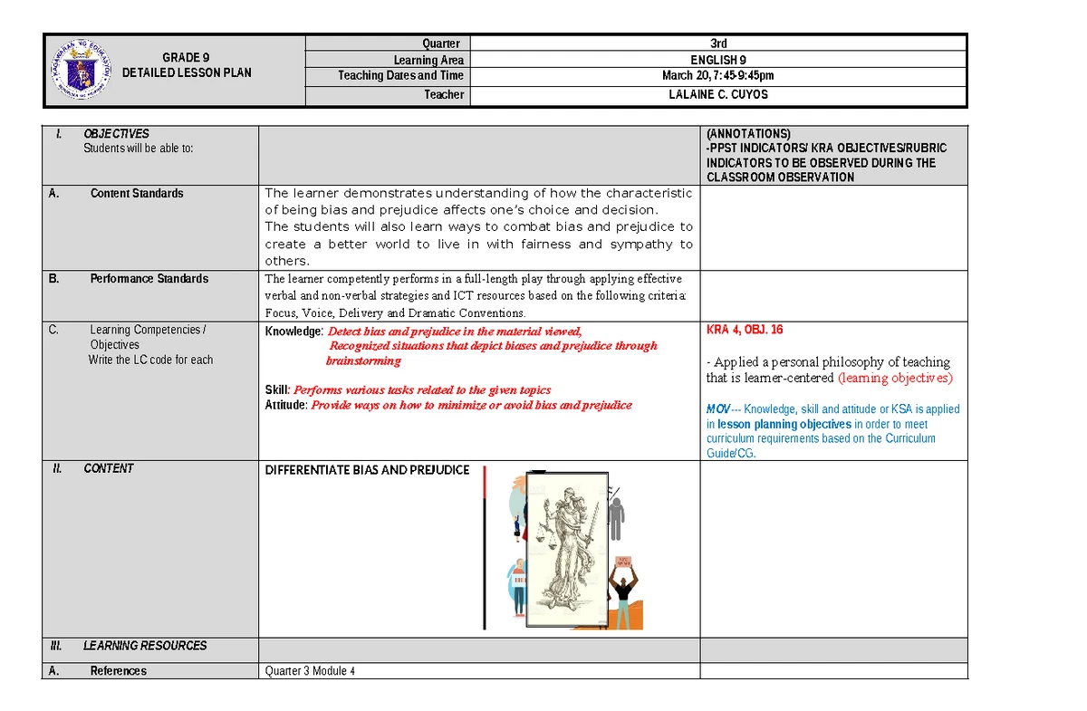 Lesson-plan - lesson plan for grade 9 Topic: Making Generalizations ...