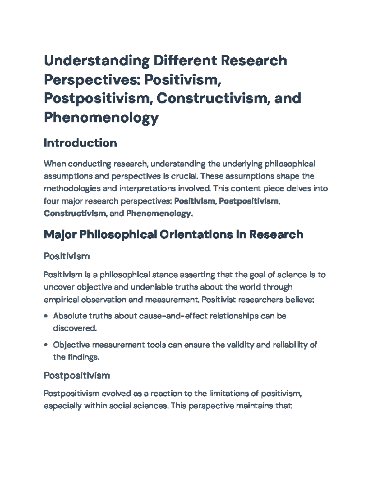 Understanding Research Perspectives: Positivism, Constructivism & More - Understanding Different ...