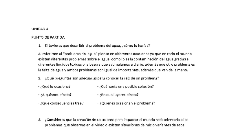 Unidad 4 - Problemas del Agua y Soluciones Sostenibles - Studocu