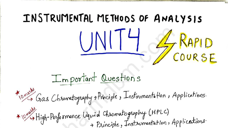 IMA Unit 4 Rapid Course - Good - INSTRUMENTAL METHODS OF ANALYSIS UNITY ...