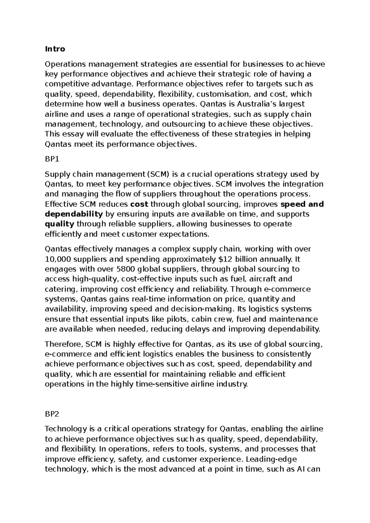Operations Management Strategies: Qantas Case Study (OM 101) - Studocu