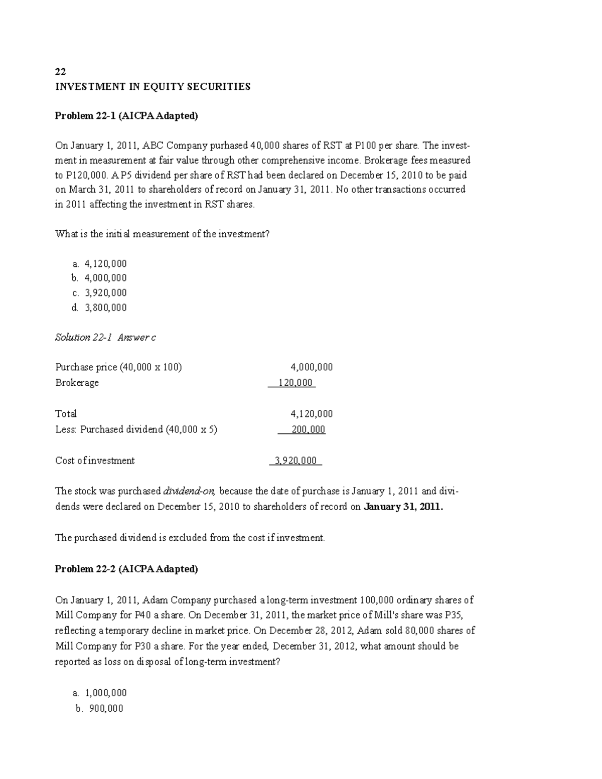 Investment Strategies in Equity Securities (FIN 301) - Study Guide ...