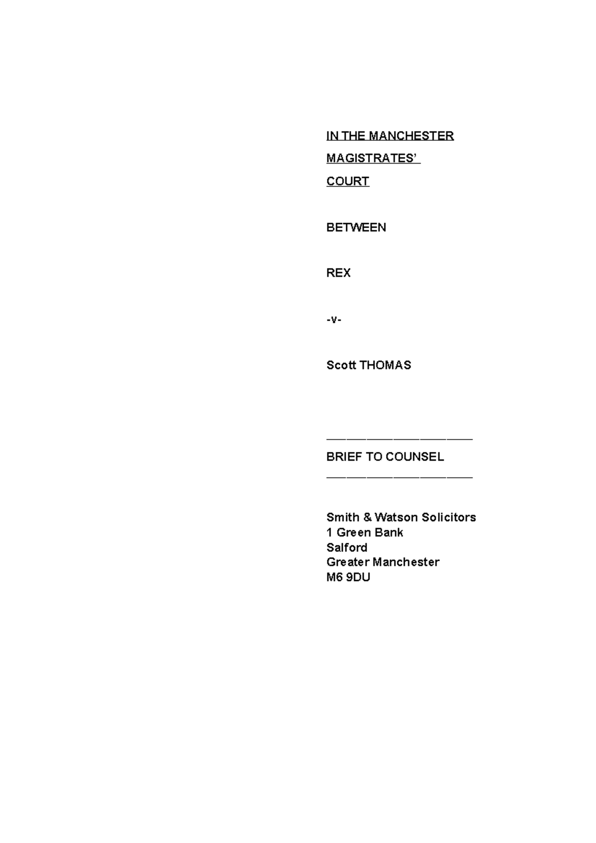 R v. Thomas: Instructions to Counsel for Attempted Robbery Case - Studocu