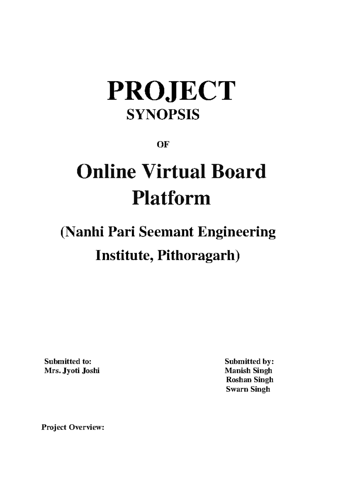 Project Proposal: Online Virtual Board Platform (Course Code: NPSEI ...