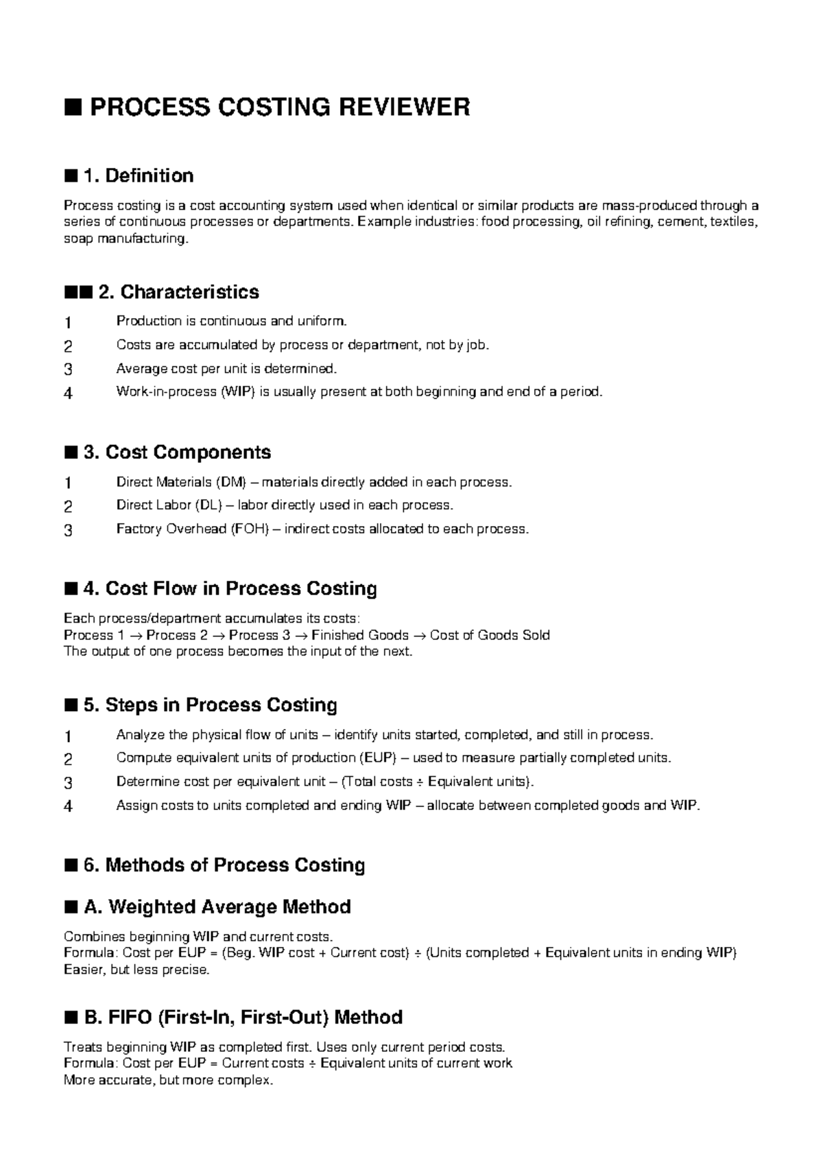 Process Costing Overview: Key Concepts & Methods - Studocu