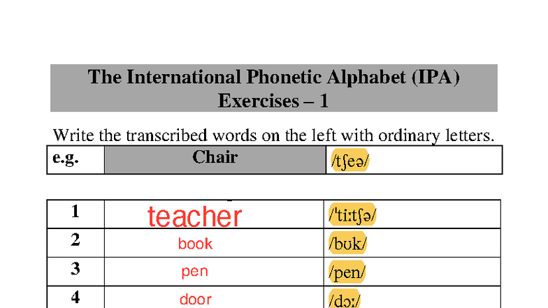 IPA Transcription Exercises 1-5 for Language Practice - Studocu