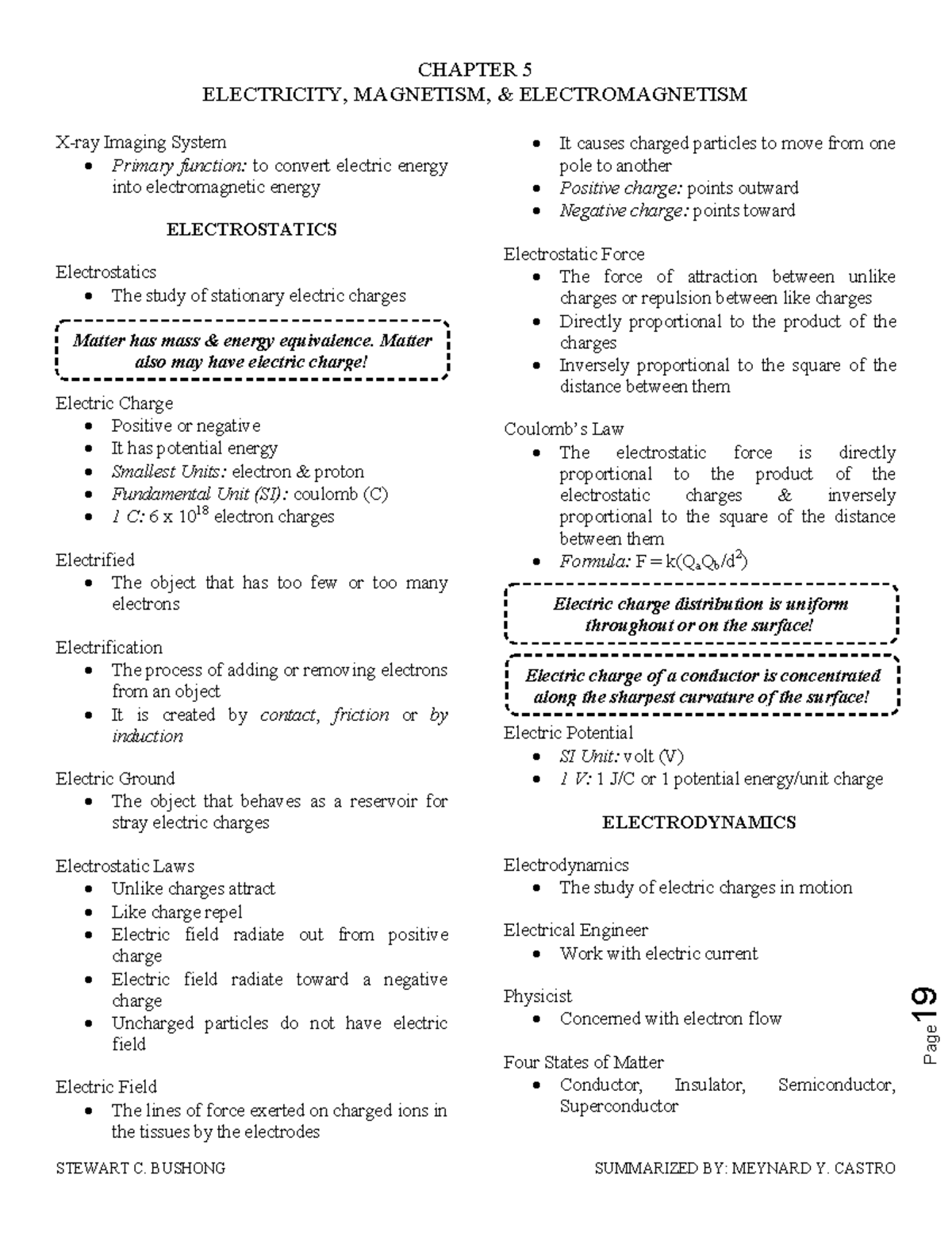 CHAPTER 5: ELECTRICITY, MAGNETISM & ELECTROMAGNETISM NOTES - Studocu