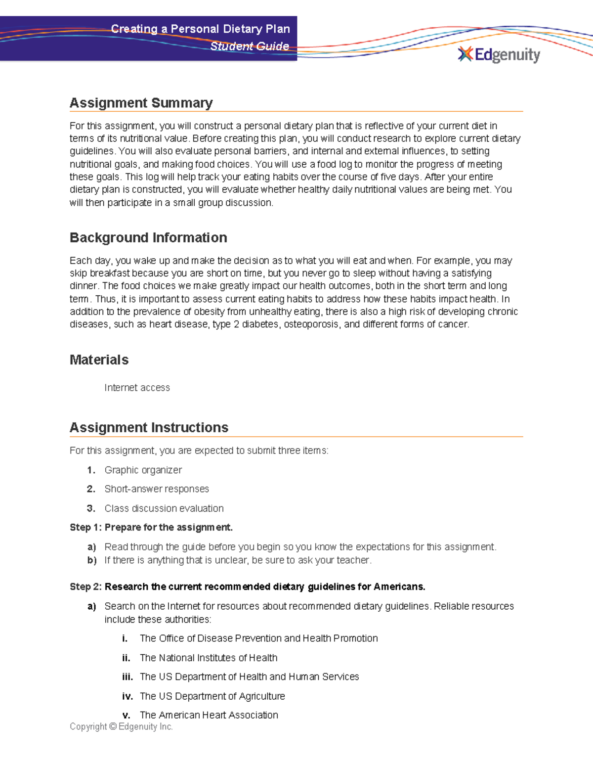 Dietary Plan Project Guide: Crafting Your Personal Nutrition Strategy ...