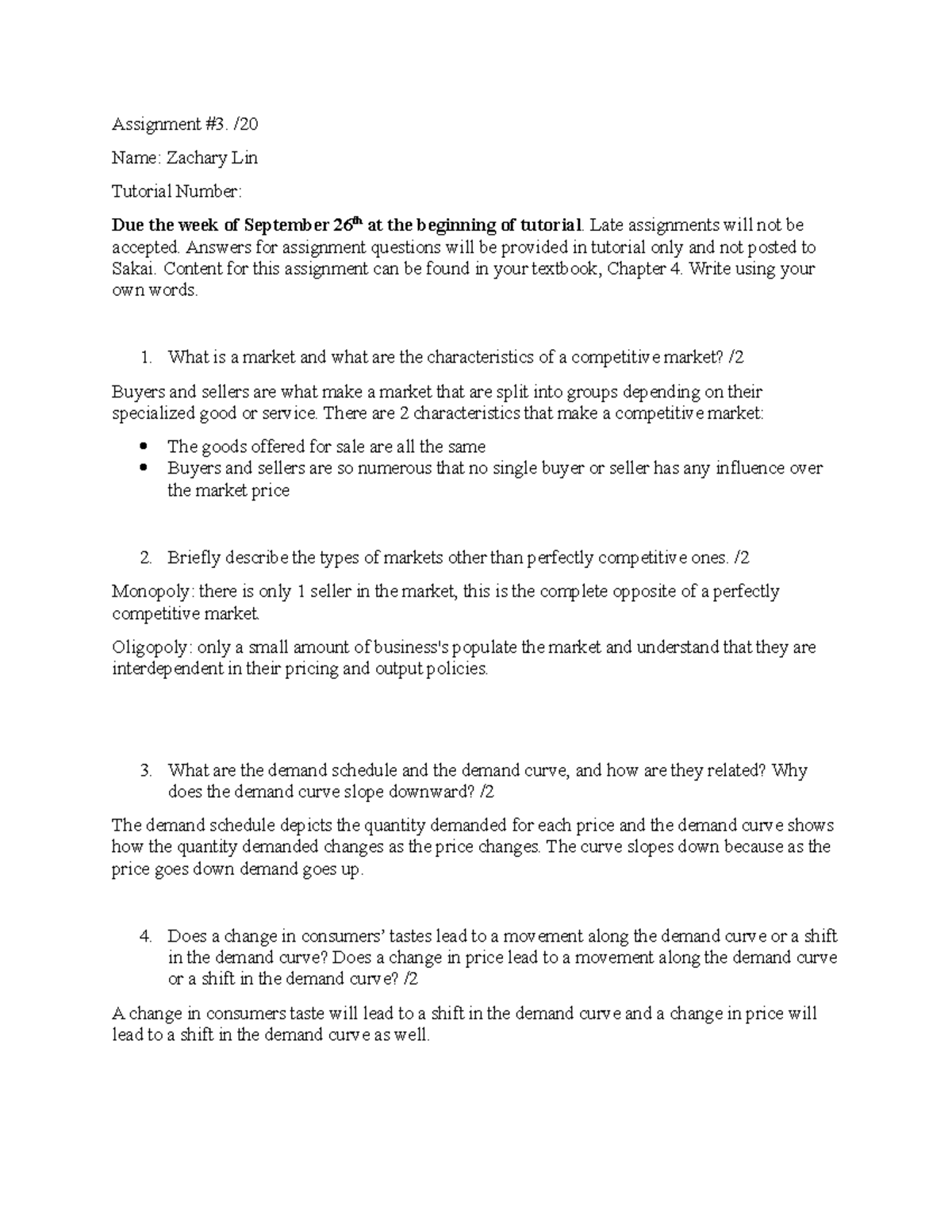 Assignment 3 student V - Assignment #3. / Name: Zachary Lin Tutorial ...