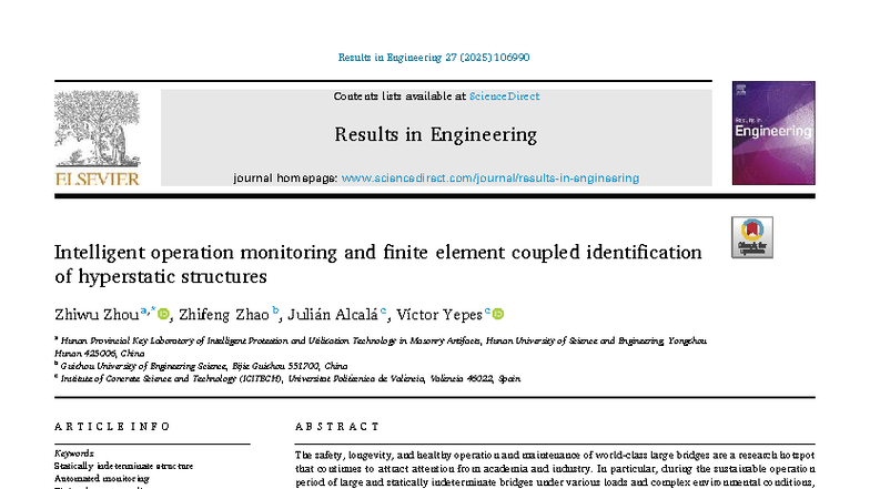 Intelligent Monitoring and Finite Element Analysis of Statically ...