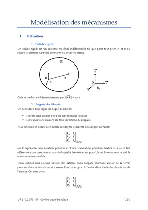 L2 - S4 - Cours Dynamique 3 - Torseur dynamique - Torseur dynamique I ...