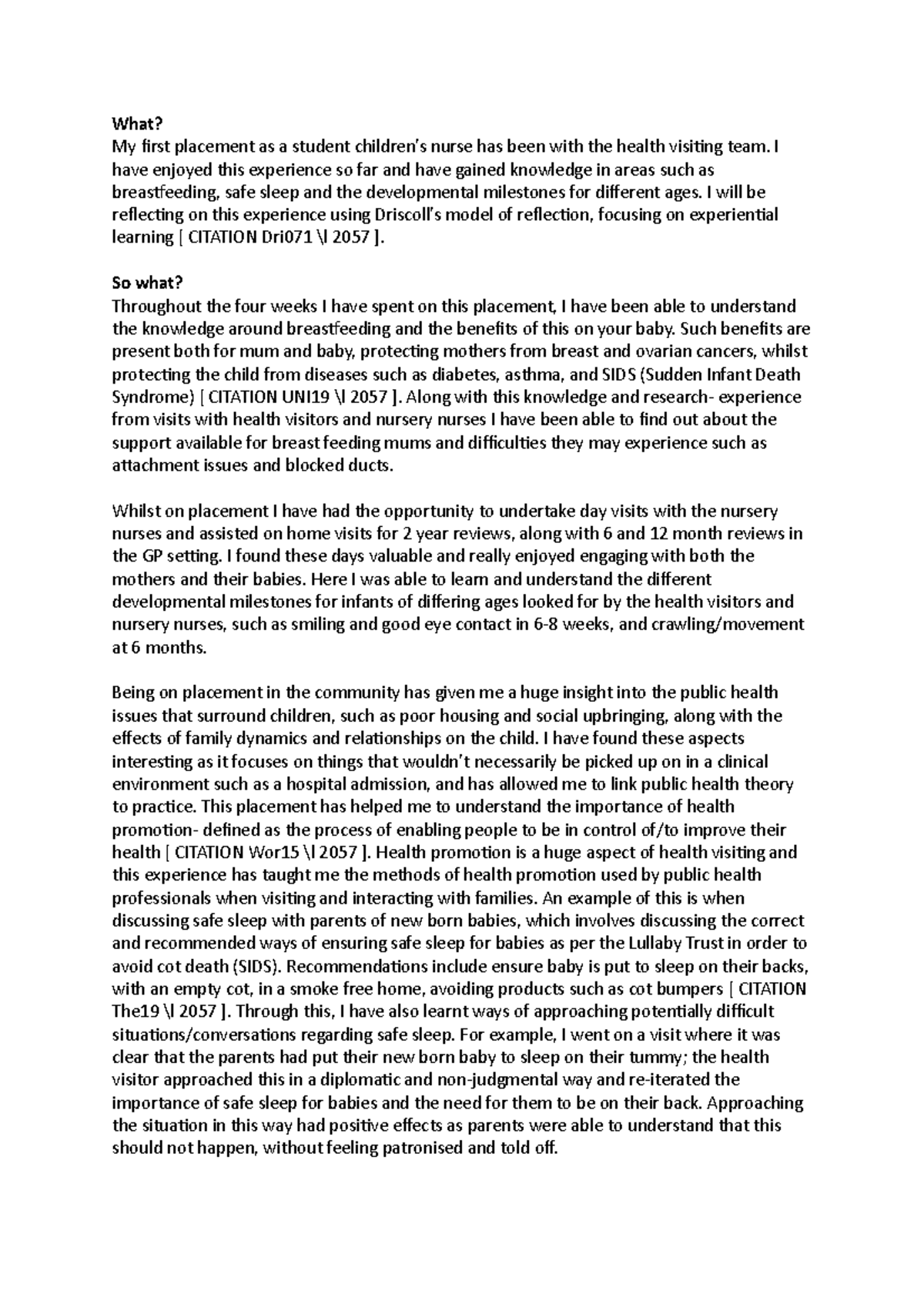 Reflection for portfolio - What? My first placement as a student ...