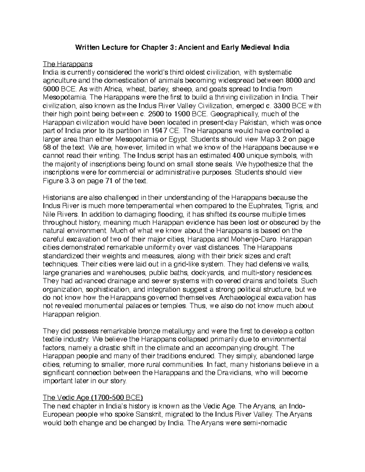 Written Lecture for HIS 112: Ancient and Early Medieval India (Ch. 3 ...