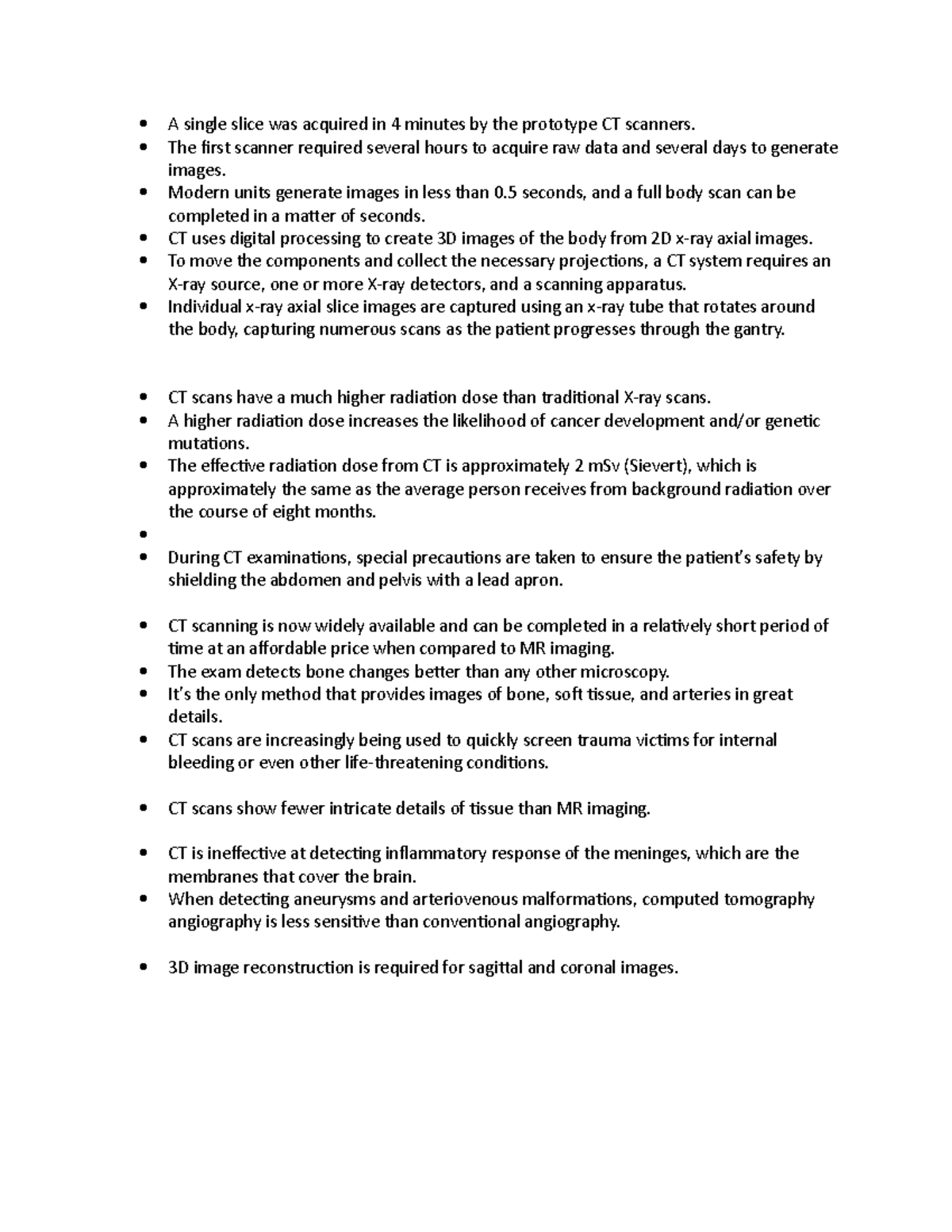 Computed tomography - Notes from Dr Parag Chitnis course for biomedical ...