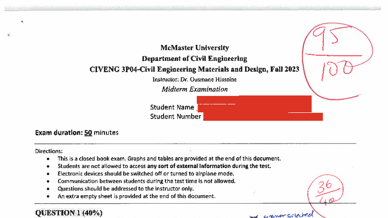 CIVENG 3P04 Midterm Exam Practice - Engineering Materials, Fall 2023 ...